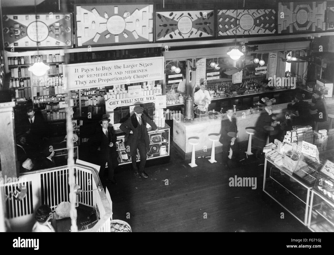 SODA FOUNTAIN, c1920. /nAerial view of the soda fountain at People's ...