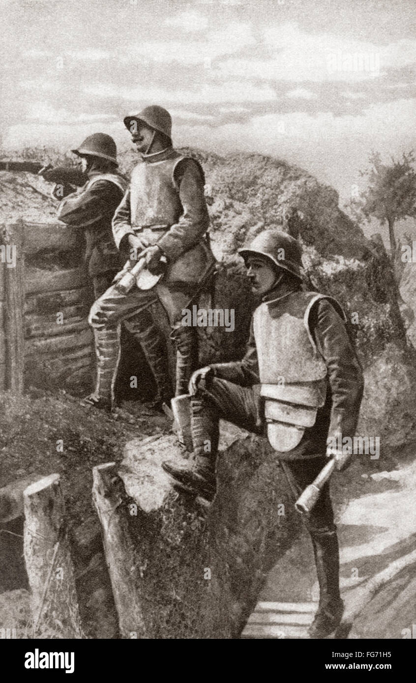 WORLD WAR I: GERMAN TROOPS. /nGerman grenade throwers clothed in steel ...
