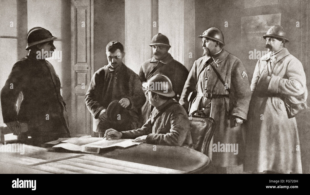 WORLD WAR I: PRISONER. /nFrench officers interrogating a German ...
