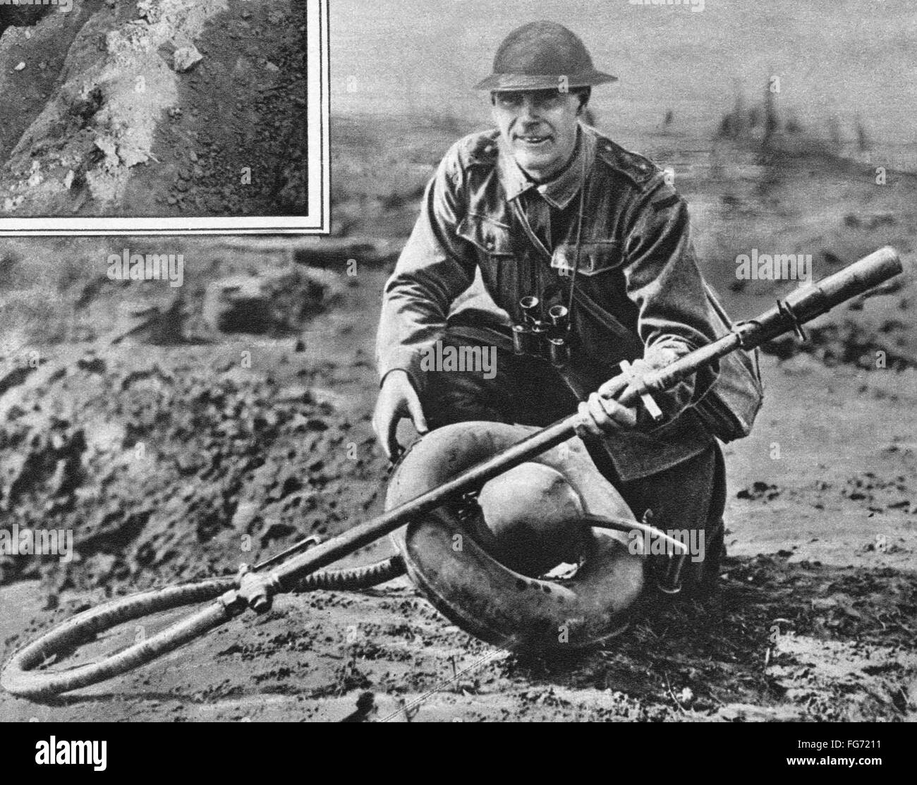 WORLD WAR I: FLAMETHROWER. /nAn Allied soldier with a German ...
