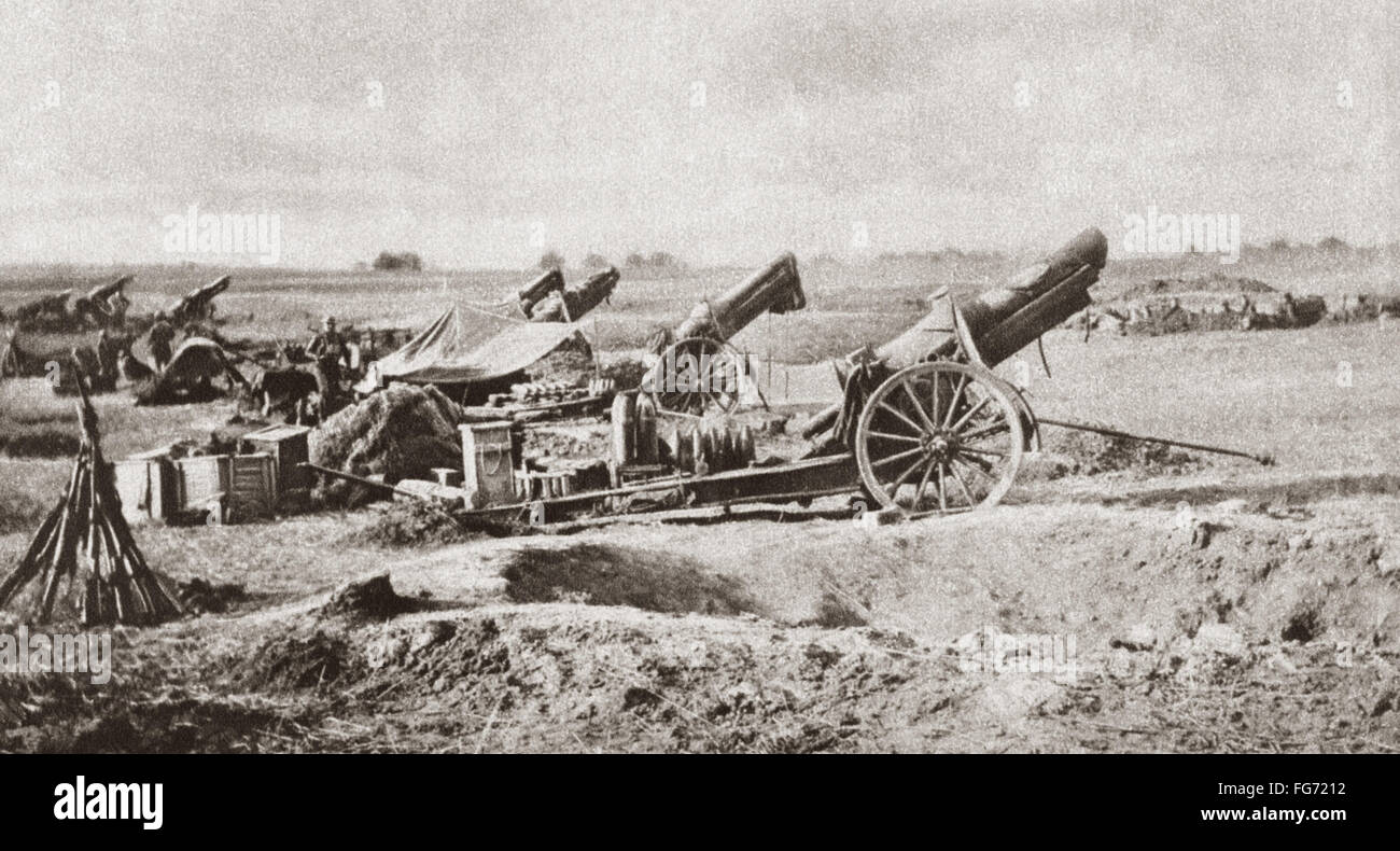 WORLD WAR I: ARTILLERY. /nAmerican battery of 155mm cannons near ...