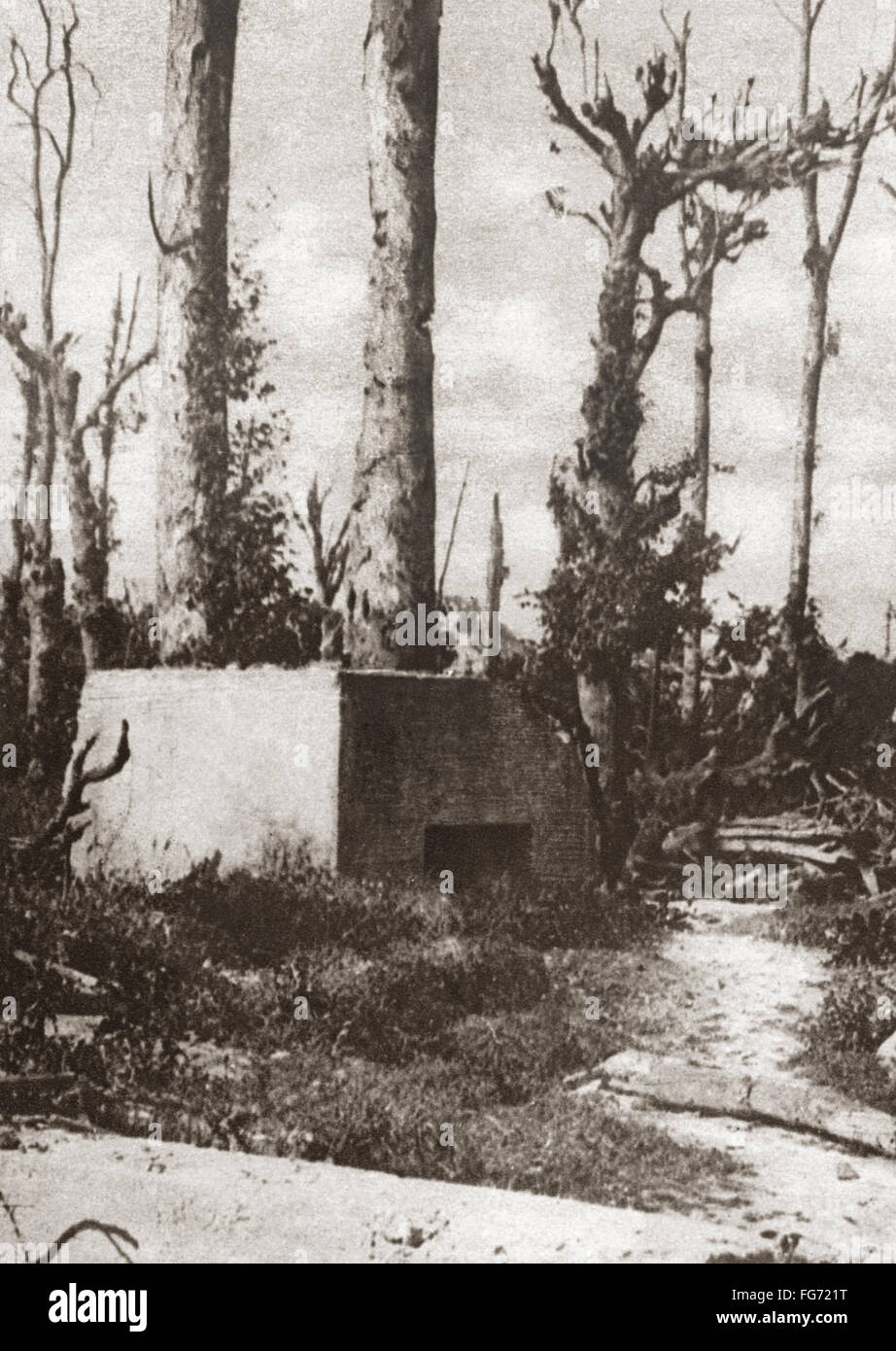 WORLD WAR I: PILL BOX FORT. /nA German pill box fort in the park of a ...