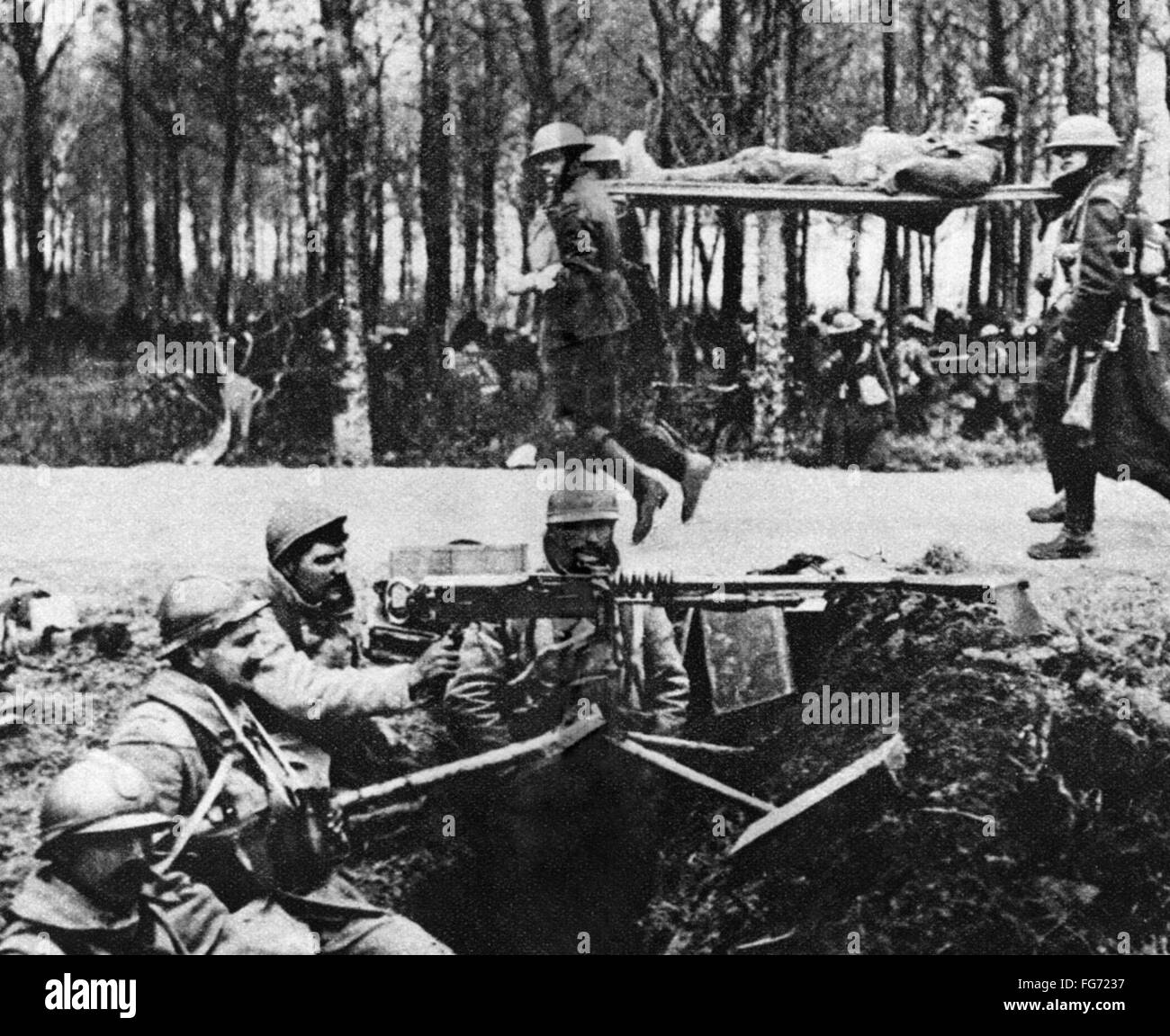 WORLD WAR I: FLANDERS. /nA wounded British soldier being carried on a ...