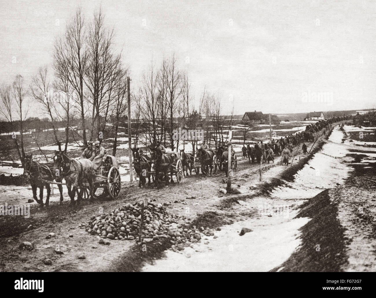 WWI: GERMANS TRANSPORT. /nA German transport train moving to the battle ...