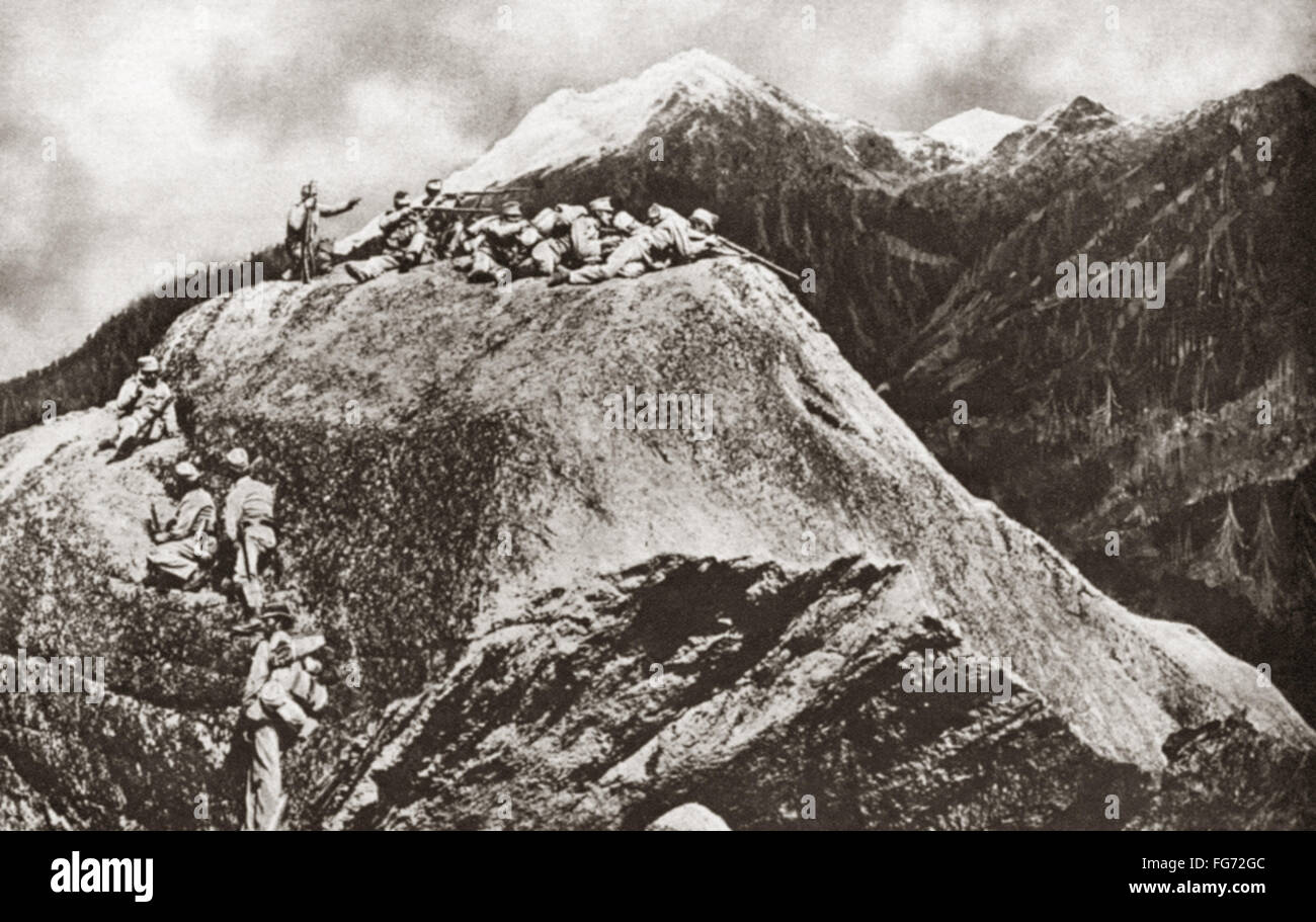 WORLD WAR I: ISONZO FRONT. /nAustrian troops deployed in the cliffs ...