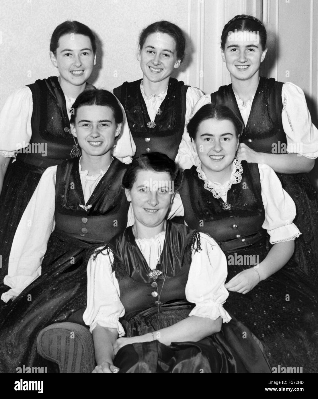 TRAPP FAMILY, 1940. /nMaria von Trapp (center) with five of her ...