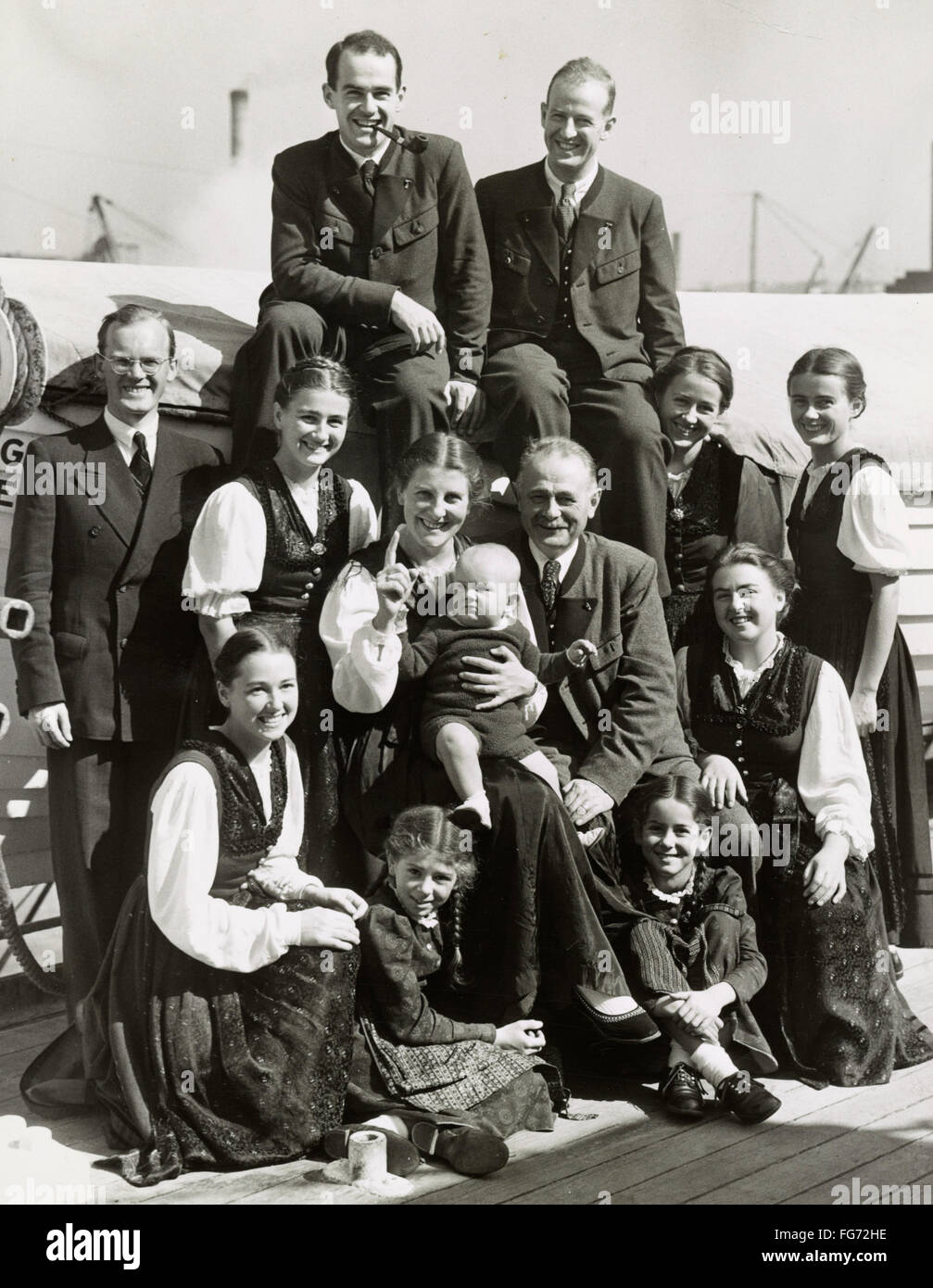 TRAPP FAMILY, 1939. /nThe von Trapp Family Singers. Top row: Werner ...