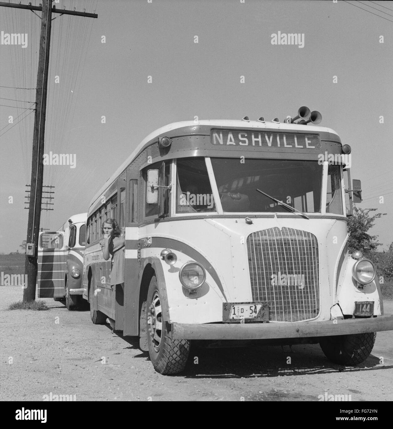 BUS TRAVEL, 1943. /nA Greyhound bus from Louisville, Kentucky, headed ...