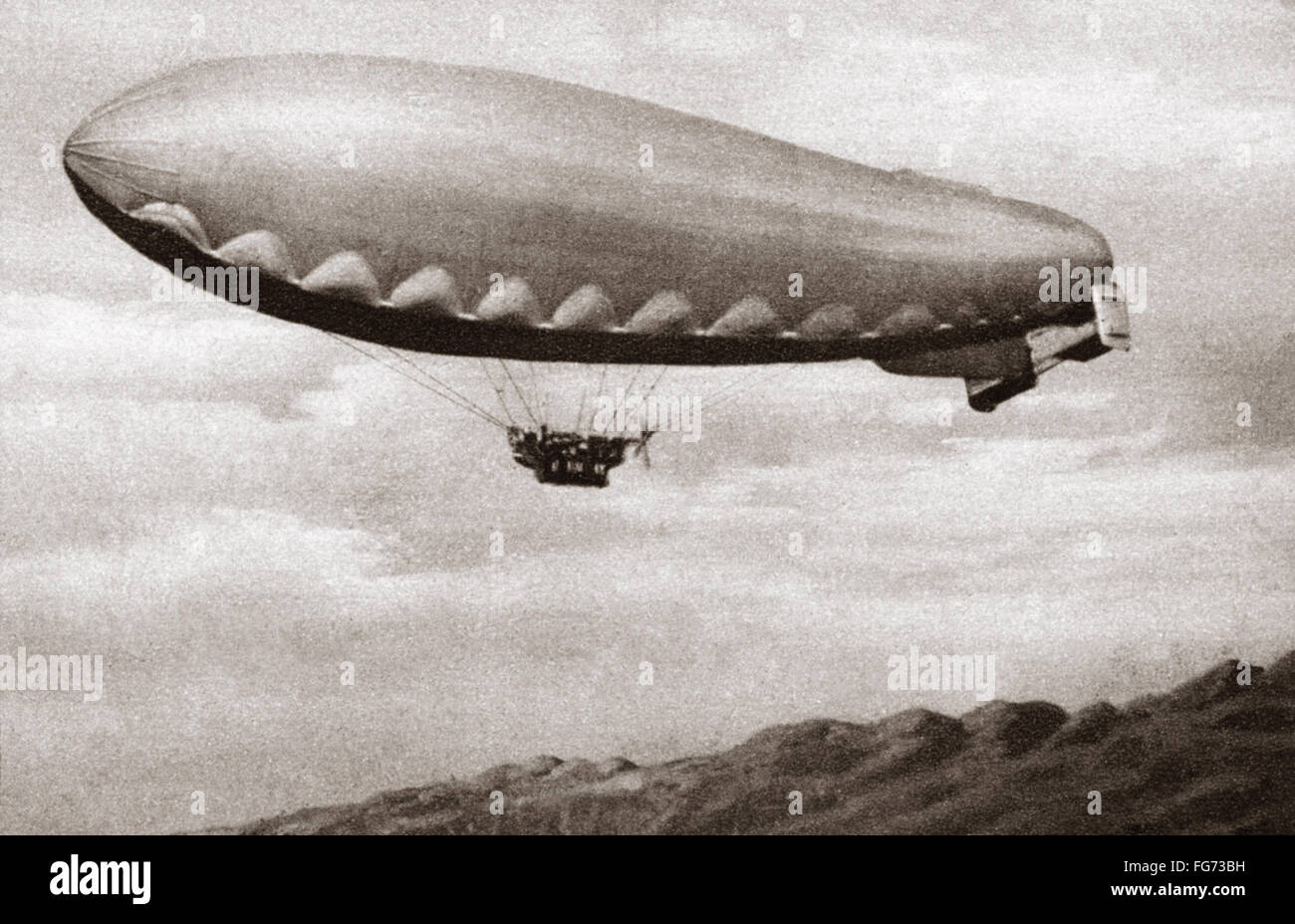 WORLD WAR I: DIRIGIBLE. /nItalian dirigible in flight over the Alps ...