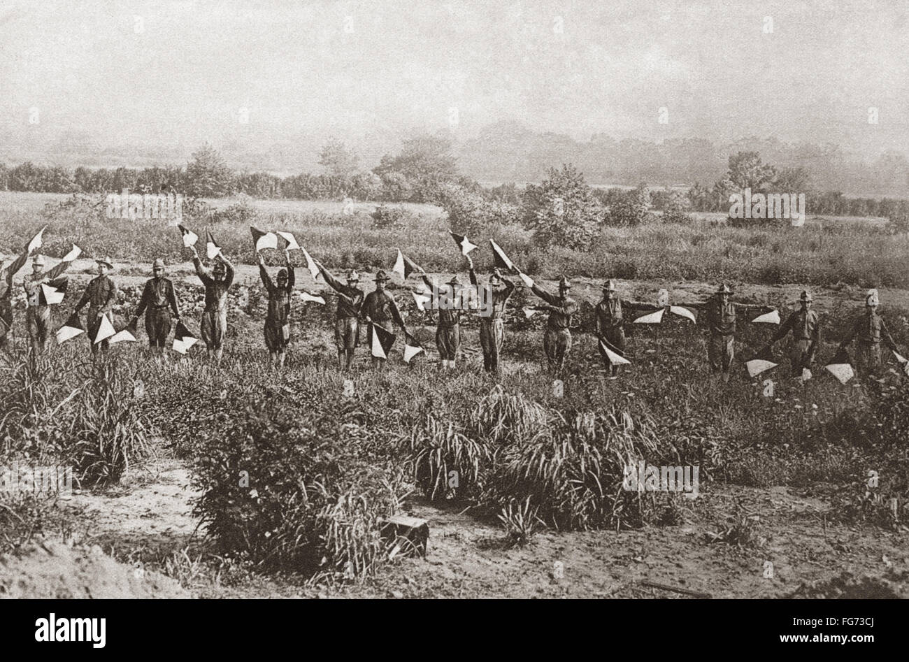 WORLD WAR I: SIGNAL CORPS. /nMen of the U.S. Signal Corps camp at ...