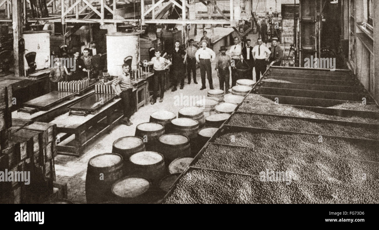 WWI: MUNITIONS PLANT, c1917. /nMillions of shrapnel pieces lying in ...