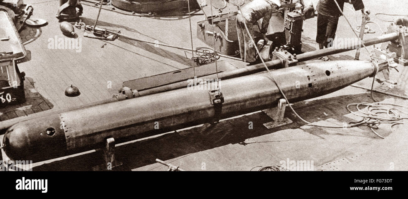 WORLD WAR I: TORPEDO. /n21-inch torpedo being loaded onto the U.S.S ...