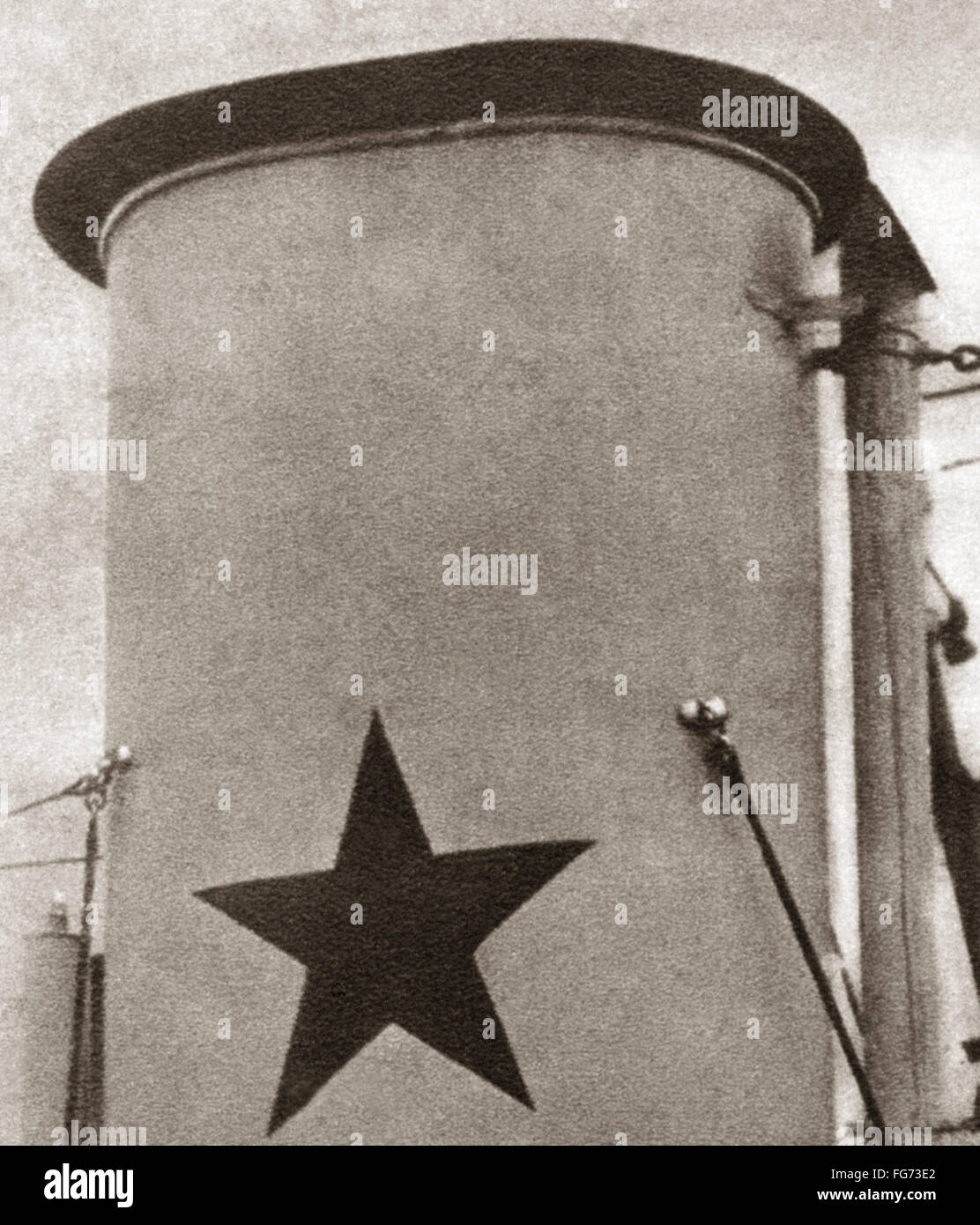 WORLD WAR I: BATTLESHIP. /nStar painted on the funnel of an American ...