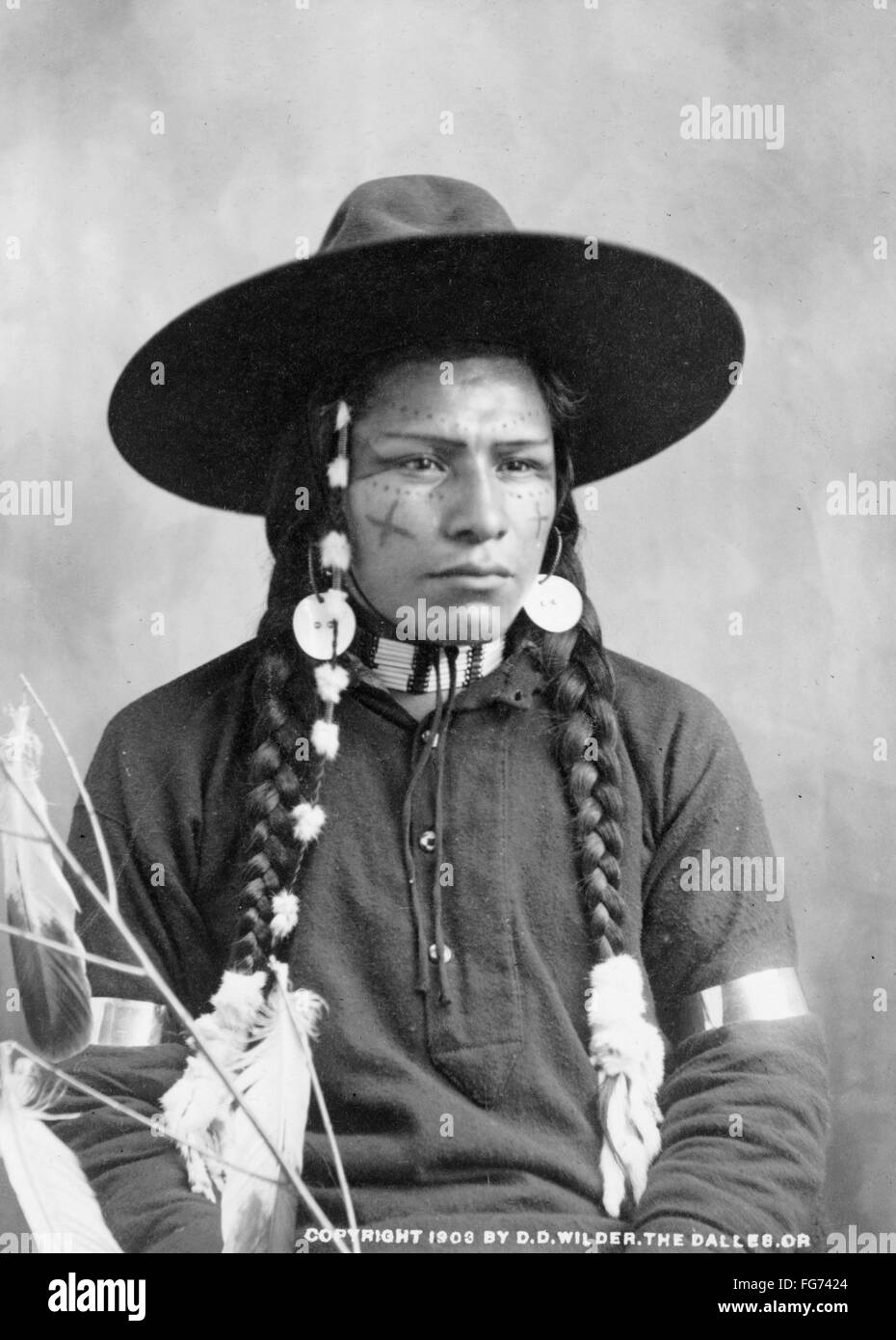 WASCO MAN, 1903. /nWasco man photographed at The Dalles, Oregon, by D.D ...