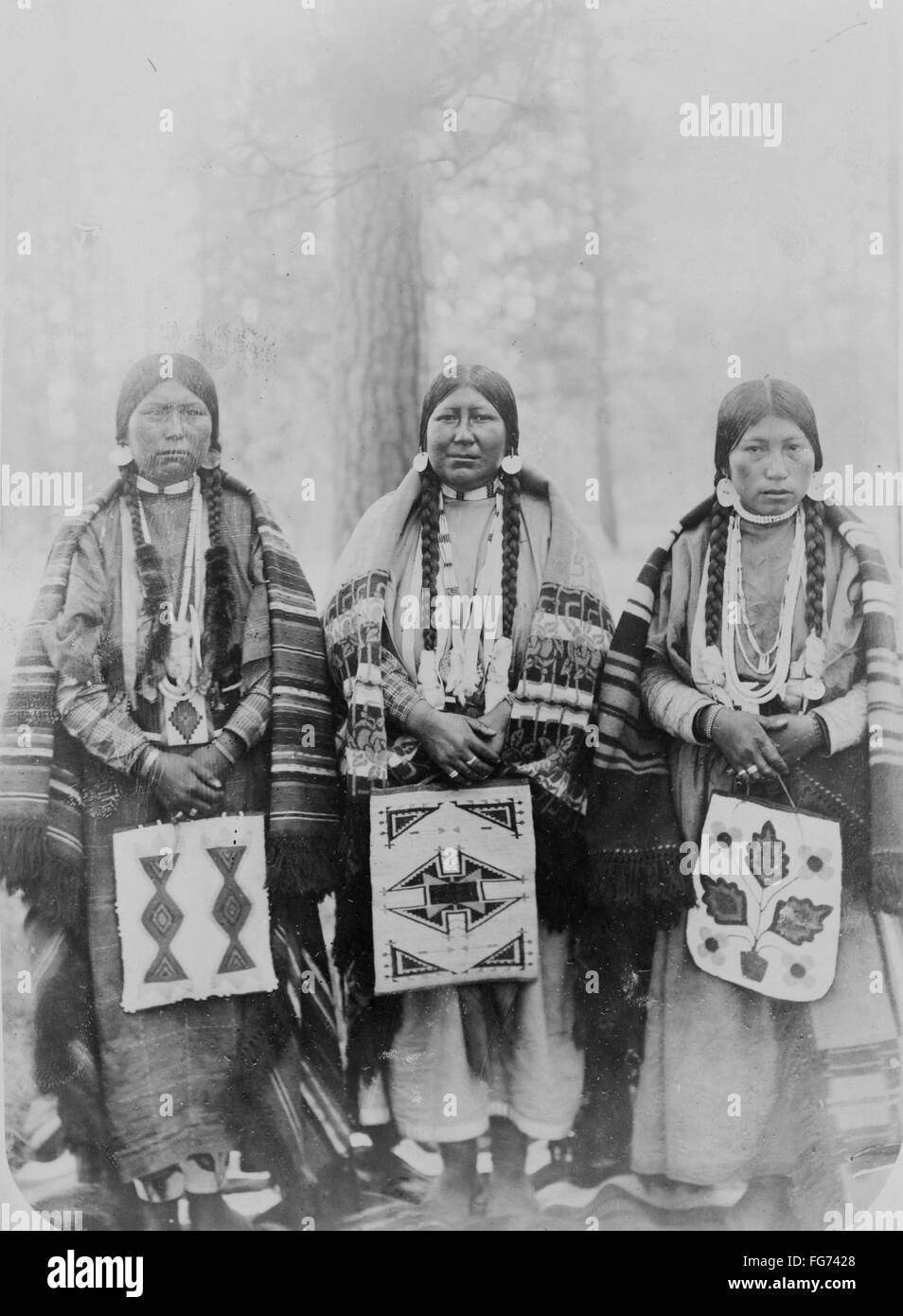 OREGON: INDIAN RESERVATION. /nThree Native American women on the Warm ...