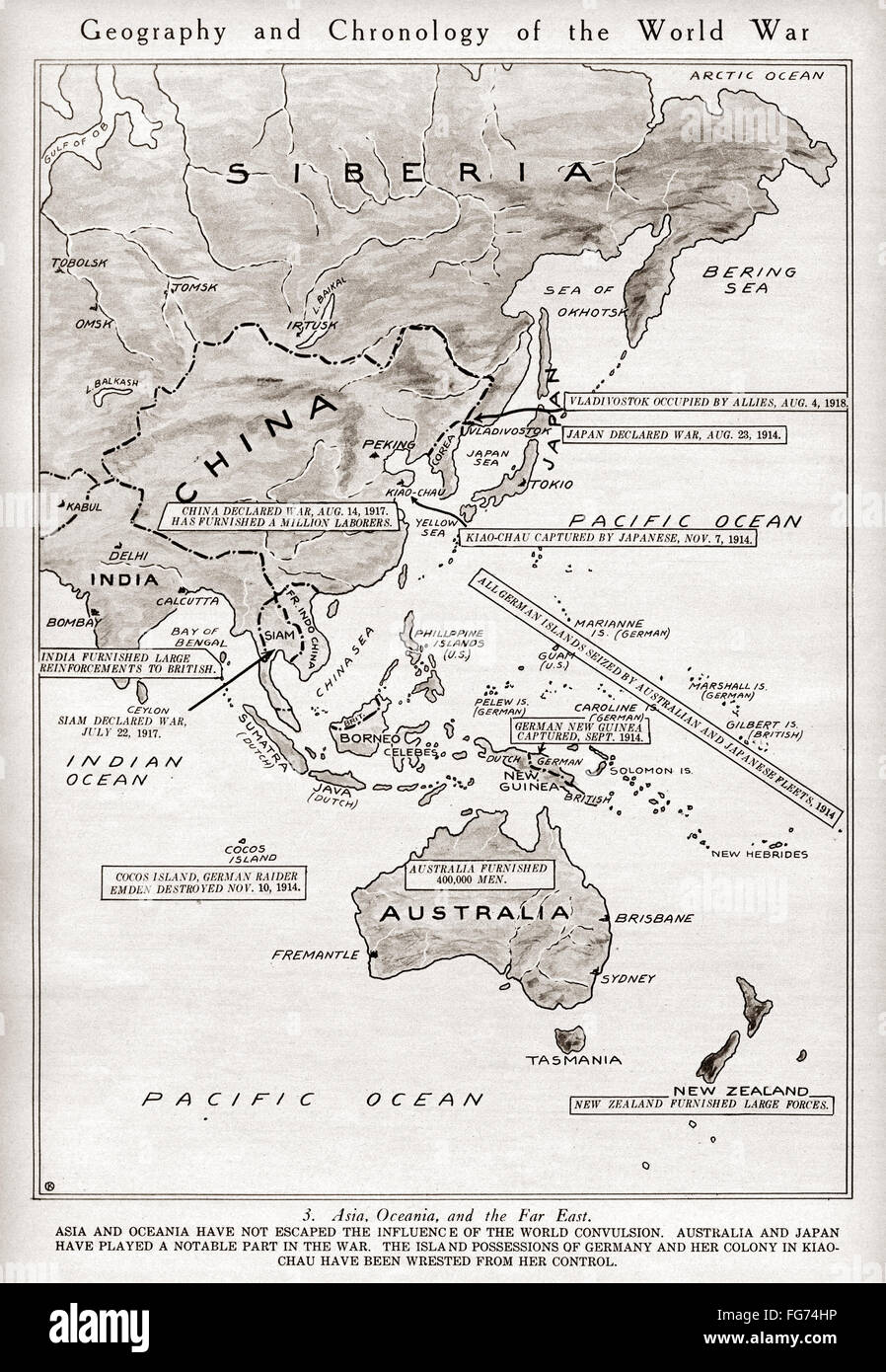 WORLD WAR I: GEOGRAPHY. /nMap showing the chronology and geography of ...