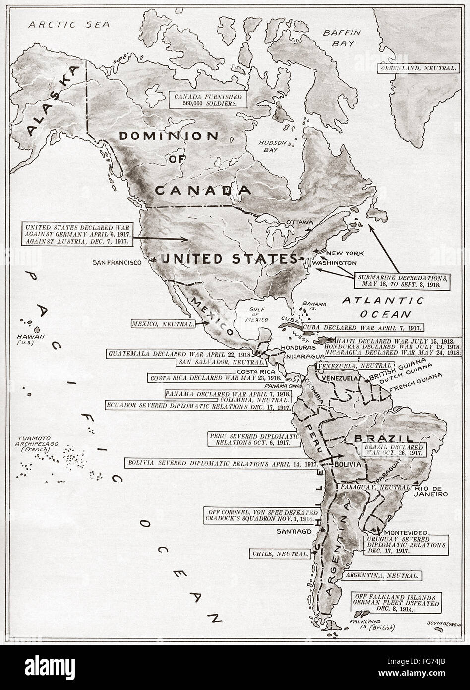 WORLD WAR I: MAP. /nMap, 1919, showing the geography and chronology of ...
