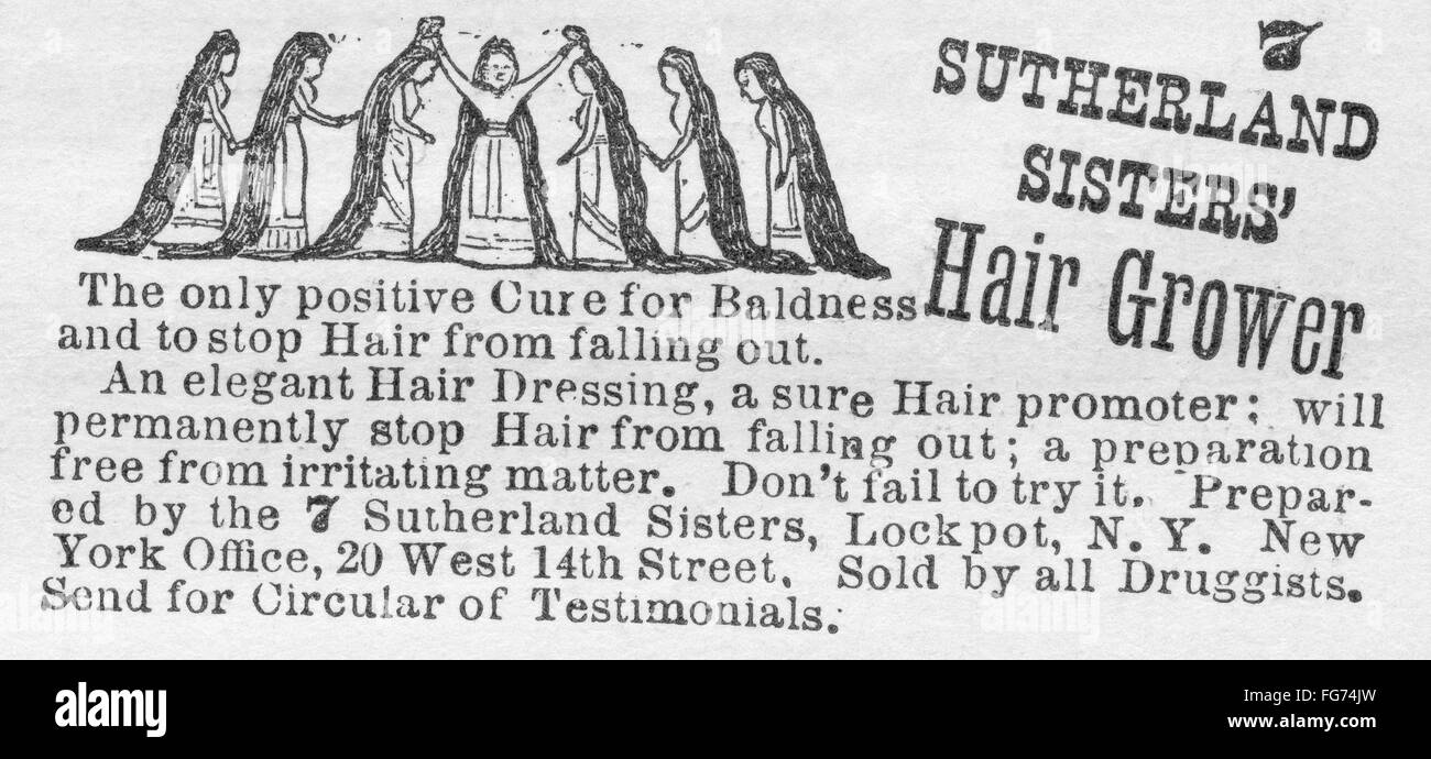 HAIR TREATMENT AD, 1886./nAdvertisement for Seven Sutherland Sisters ...