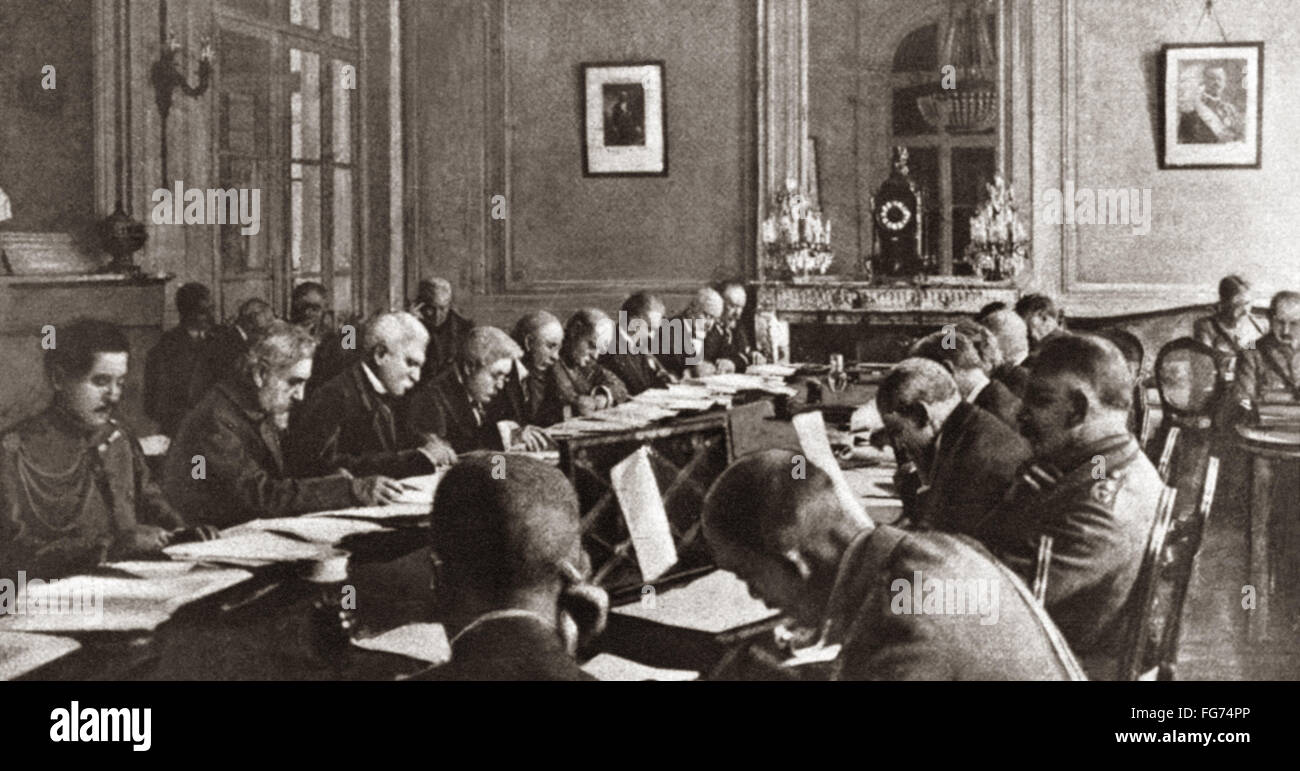 WORLD WAR I: ARMISTICE. /nWriting of the Armistice Terms by the ...