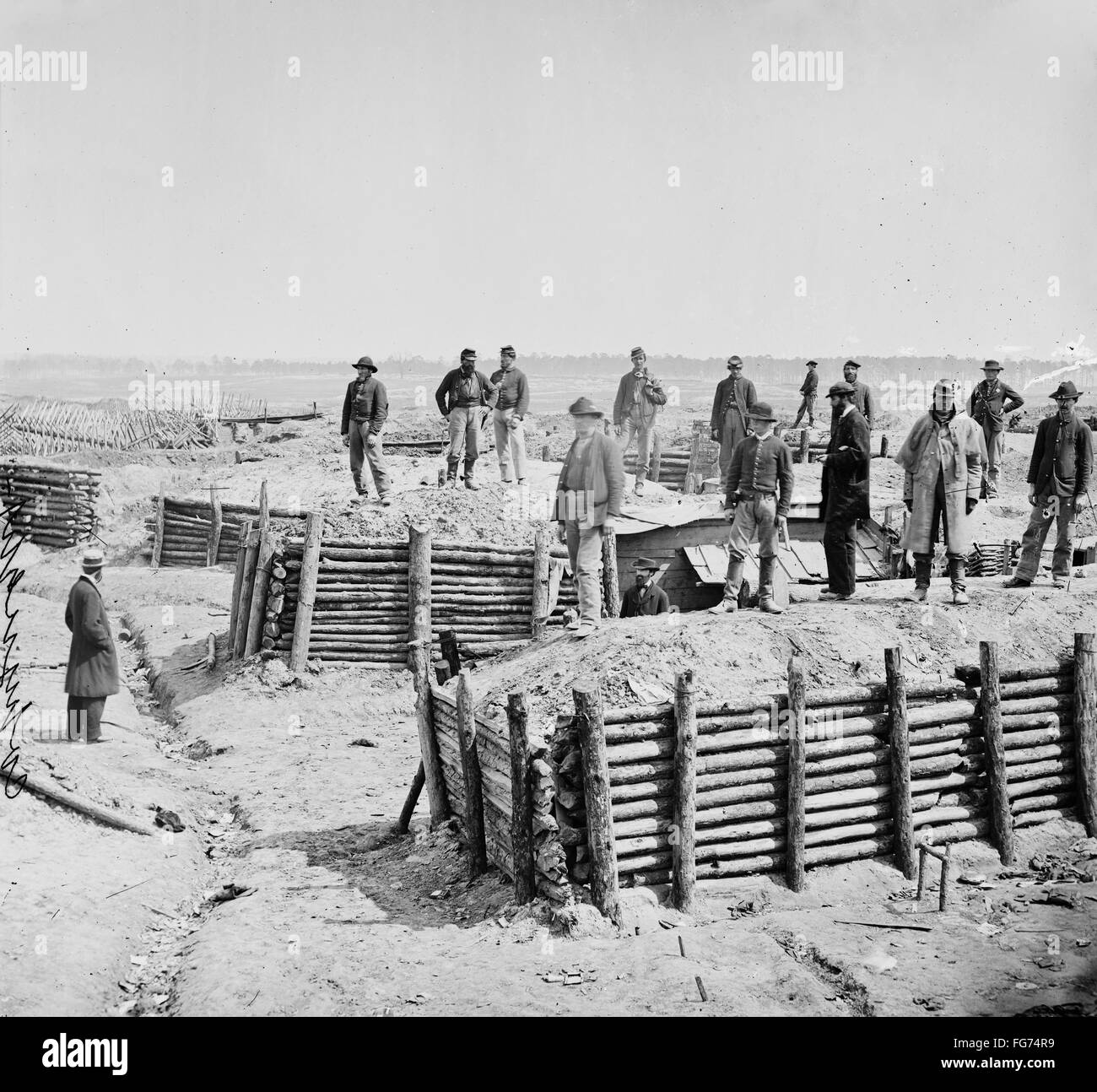 CIVIL WAR: FORT MAHONE. /nBreastworks of the Confederate Fort Mahone ...