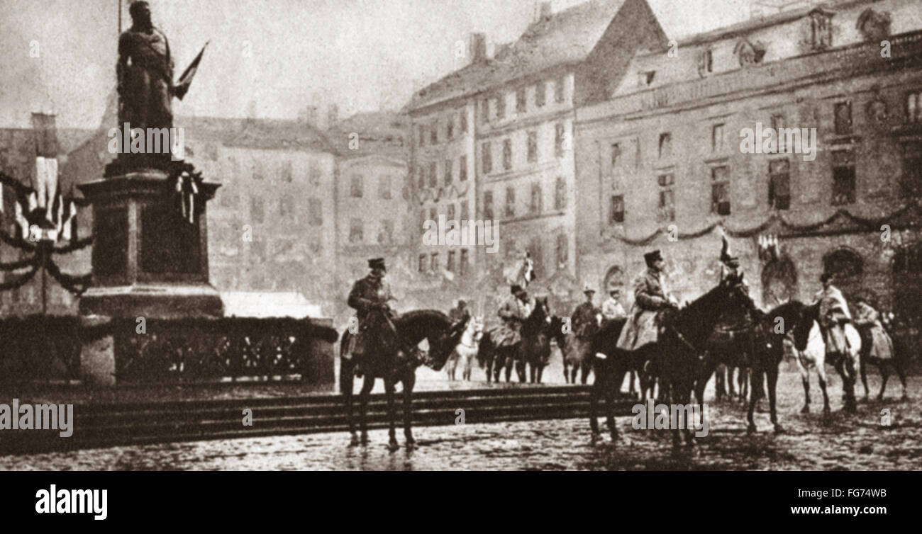 WORLD WAR I: REVIEW, c1919. Marshal Foch with Generals Castelnau and ...