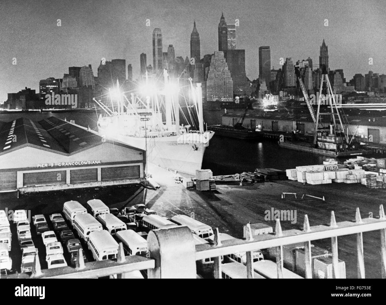 NEW YORK: BLACKOUT, 1965. /nView of Brooklyn waterfront and the ...