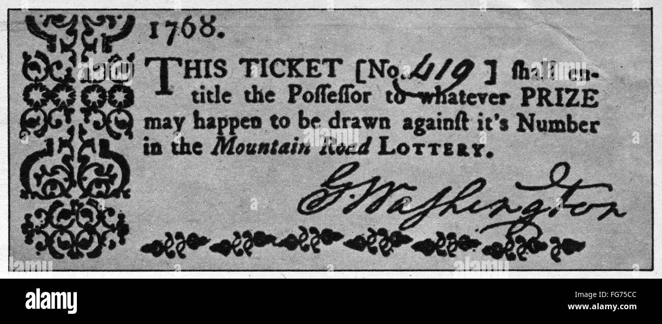 LOTTERY TICKET, 1768. /nLottery ticket signed by George Washington ...
