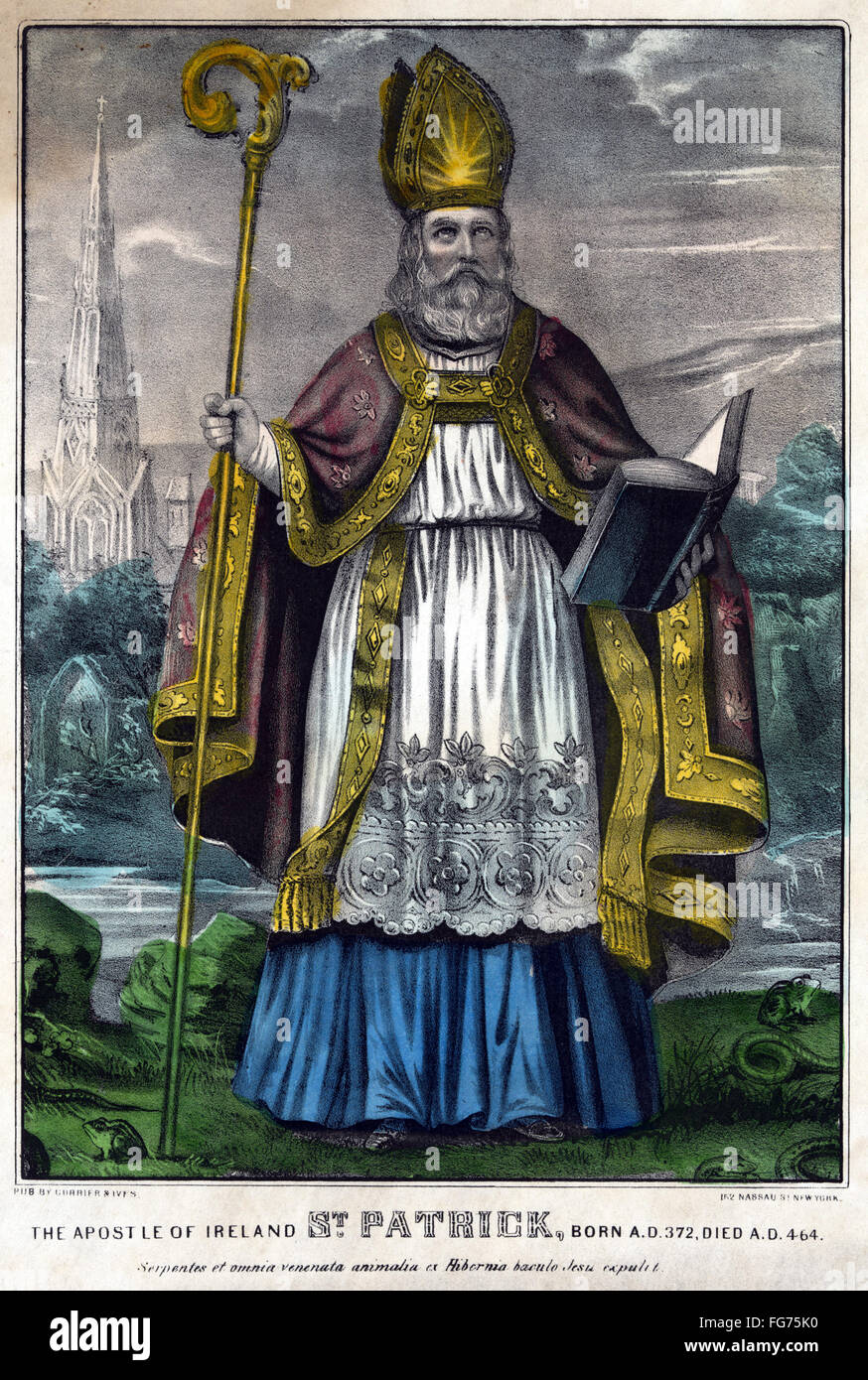 SAINT PATRICK (389-461)./nPatron saint of Ireland. Hand-colored ...