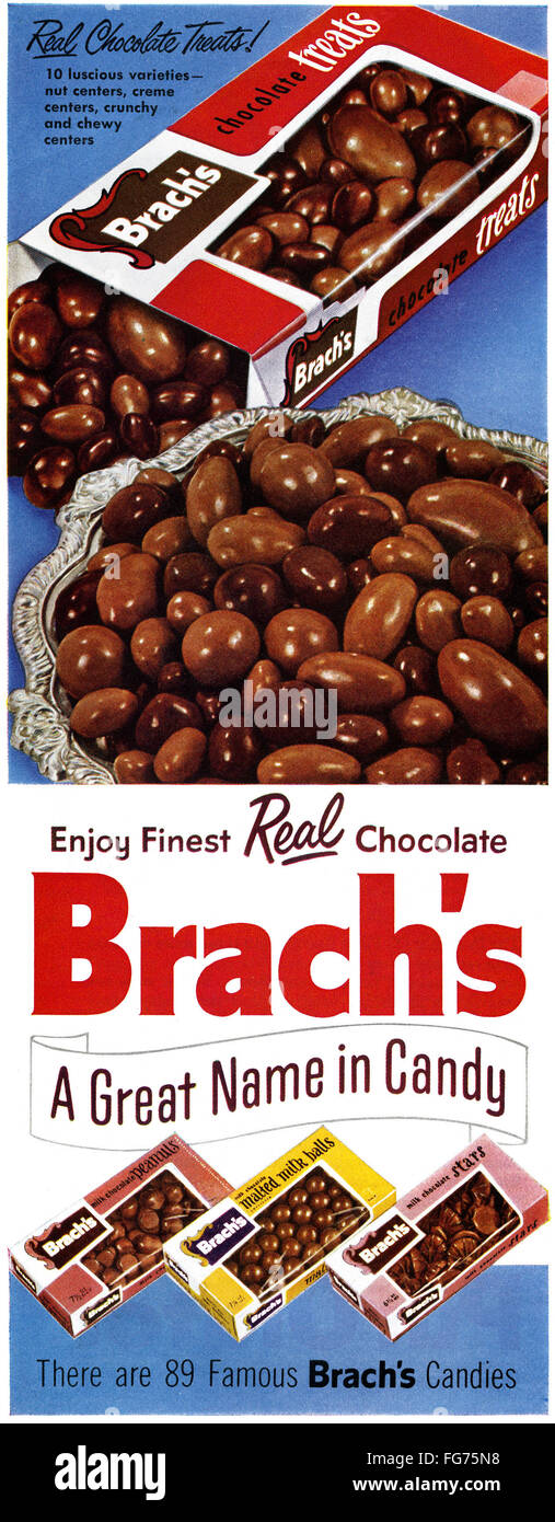 AD: BRACH'S CANDIES, 1954. /nAmerican advertisement for Brach's Candies ...
