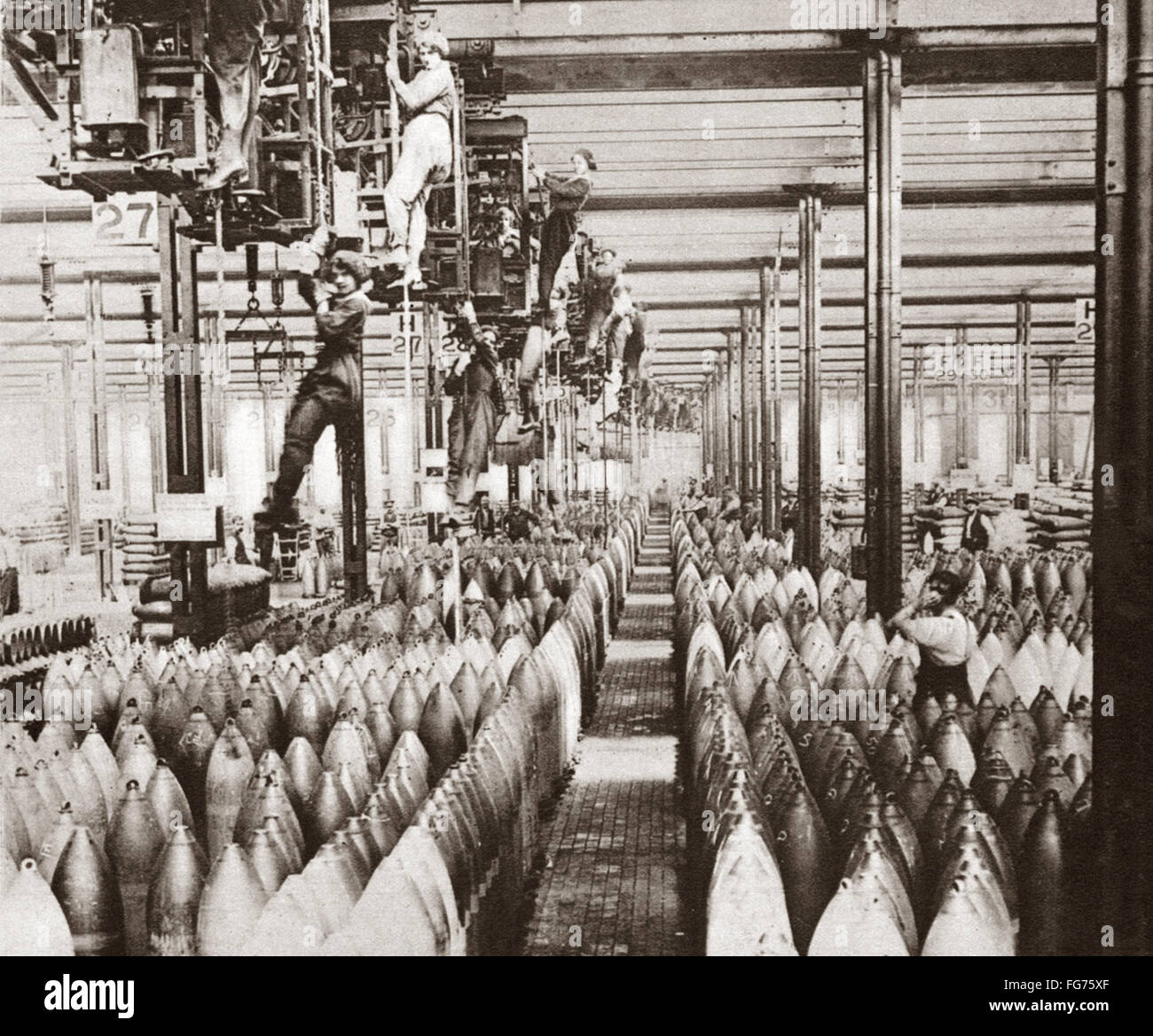 WORLD WAR I: SHELL FACTORY. /nWomen at work at a shell factory in ...