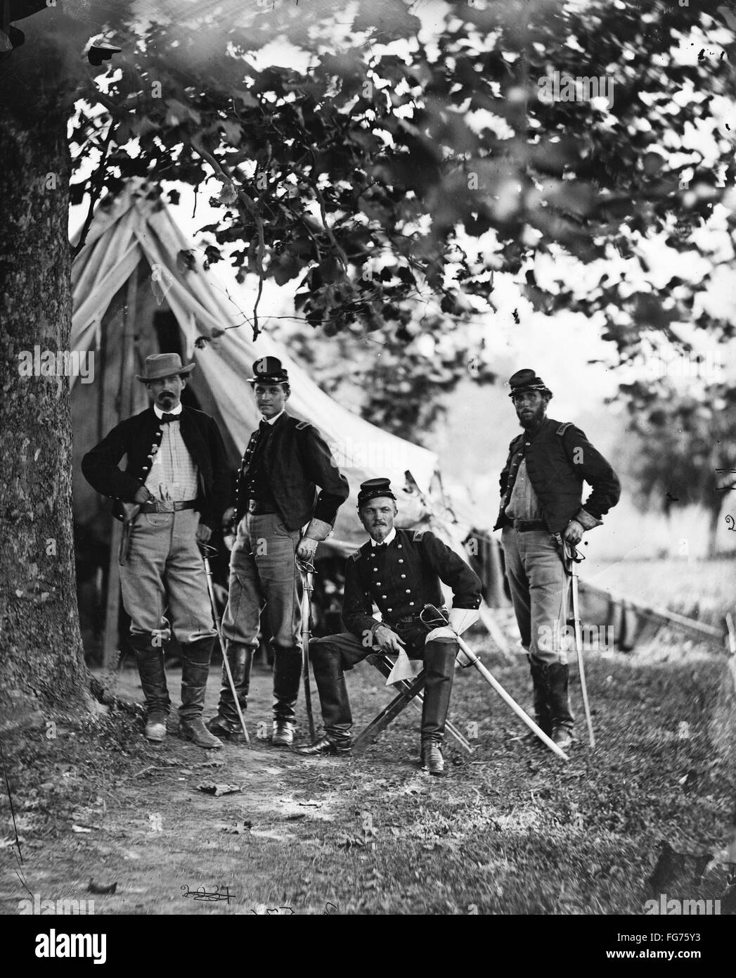 CIVIL WAR: AVERELL & STAFF. /nPennsylvania Cavalry including Lt. W.H ...