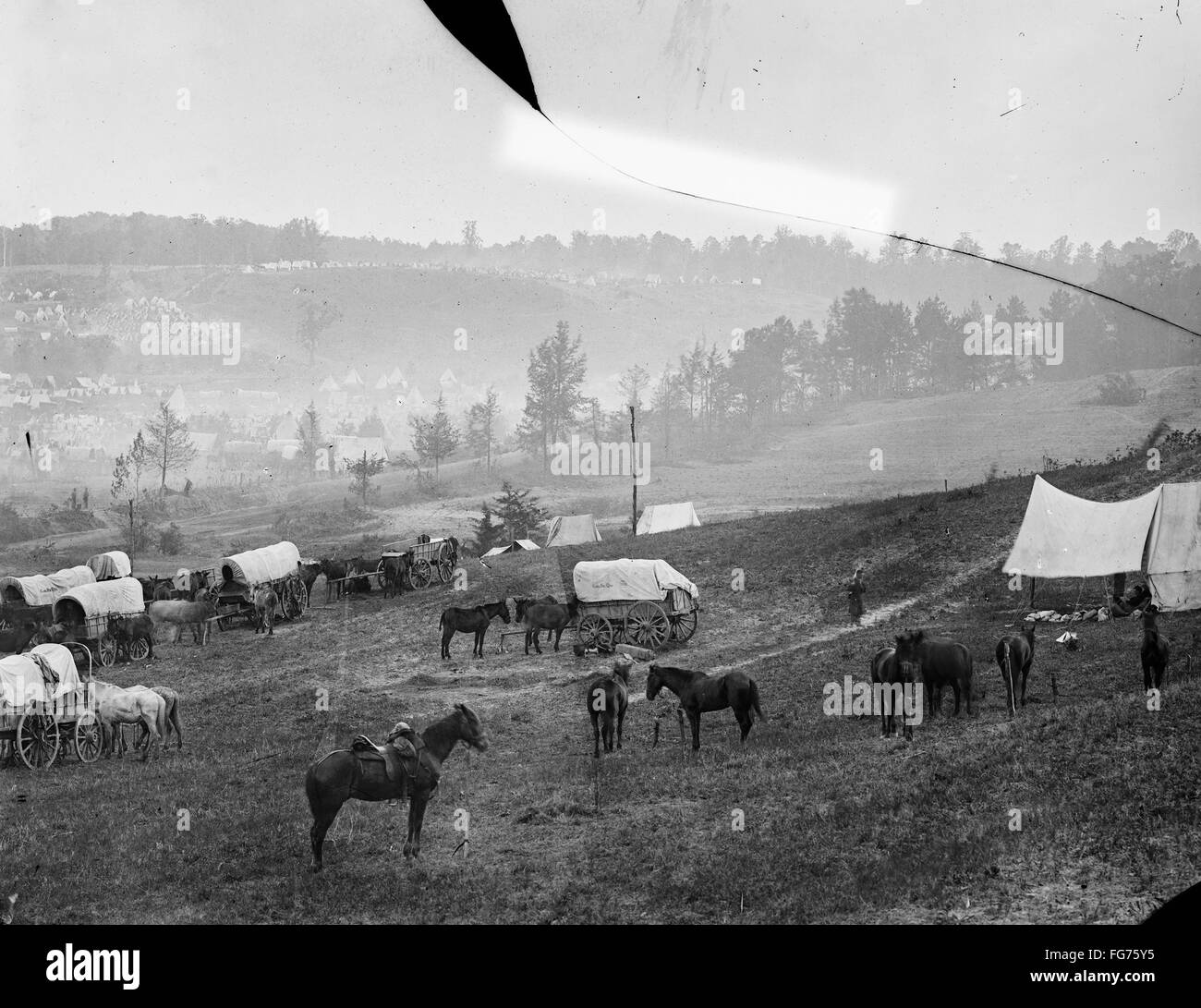 CIVIL WAR: UNION CAMP. /nView of a Union camp from the Peninsular ...