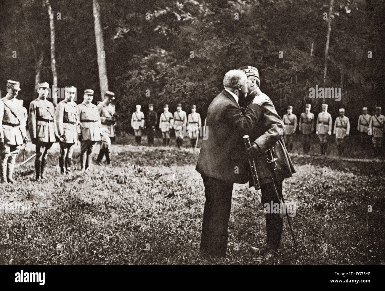 WORLD WAR I: BATON, 1918. /nFrench President Poincare presenting the ...