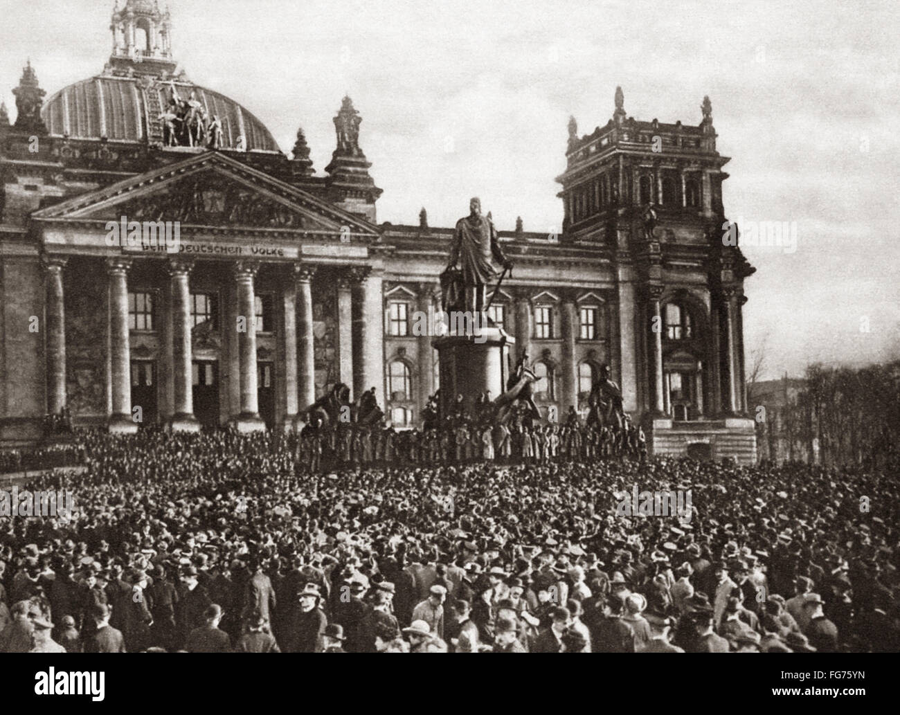 WORLD WAR I: BERLIN. /nCrowd gathered in front of the Reichstag ...