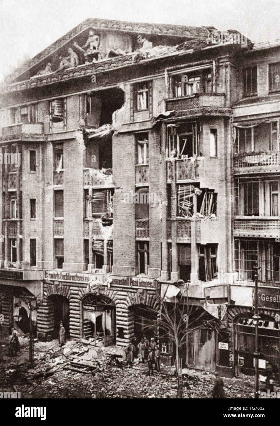 WORLD WAR I: REVOLUTION. /nThe destroyed Vorwaerts Newspaper plant ...