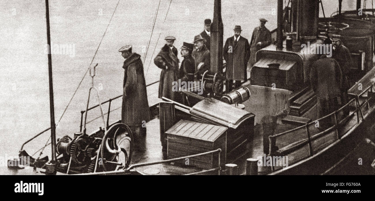 WORLD WAR I: THE EX-KAISER. /nThe German ex-Kaiser traveling by boat to ...