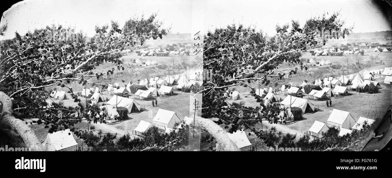 CIVIL WAR: UNION CAMP. /nUnion camp viewed from a tree in Cumberland ...