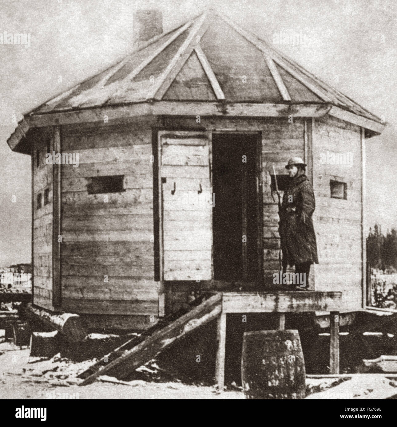 WORLD WAR I: BLOCKHOUSE. /nFirst Class Private Arnold Butzberger guards ...