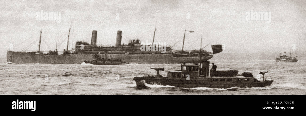 WORLD WAR I: SAILING. /nThe George Washington carrying President Wilson ...