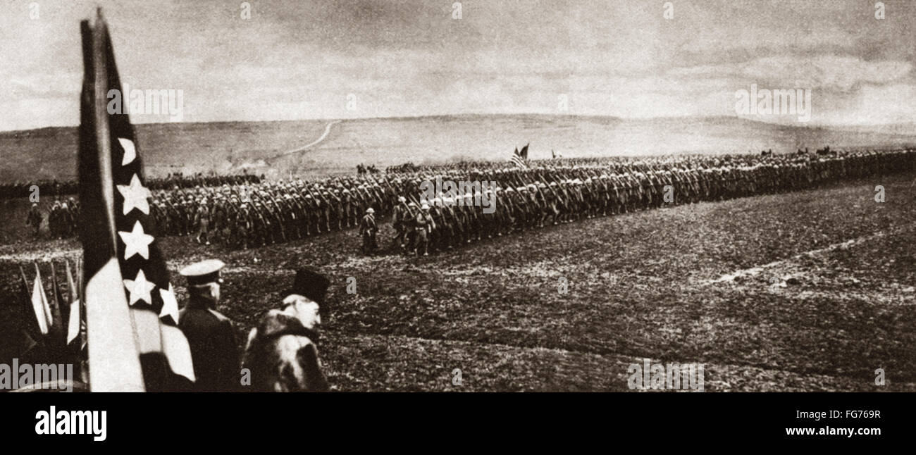 WORLD WAR I: CHAUMONT. /nPresident Wilson and General Pershing review ...