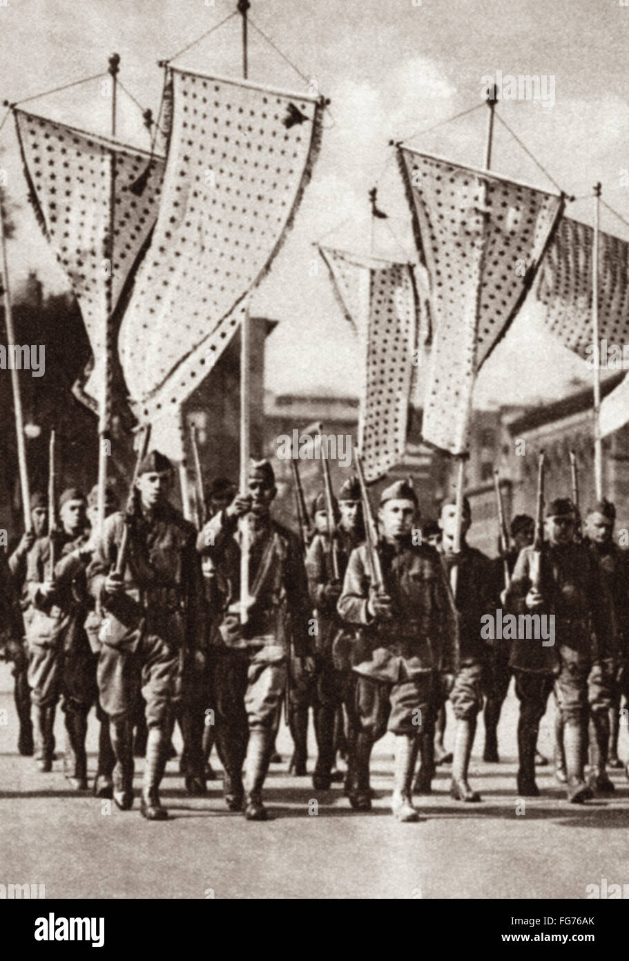WORLD WAR I: PARADE, 1919. /nMembers of the 77th Division march in a ...