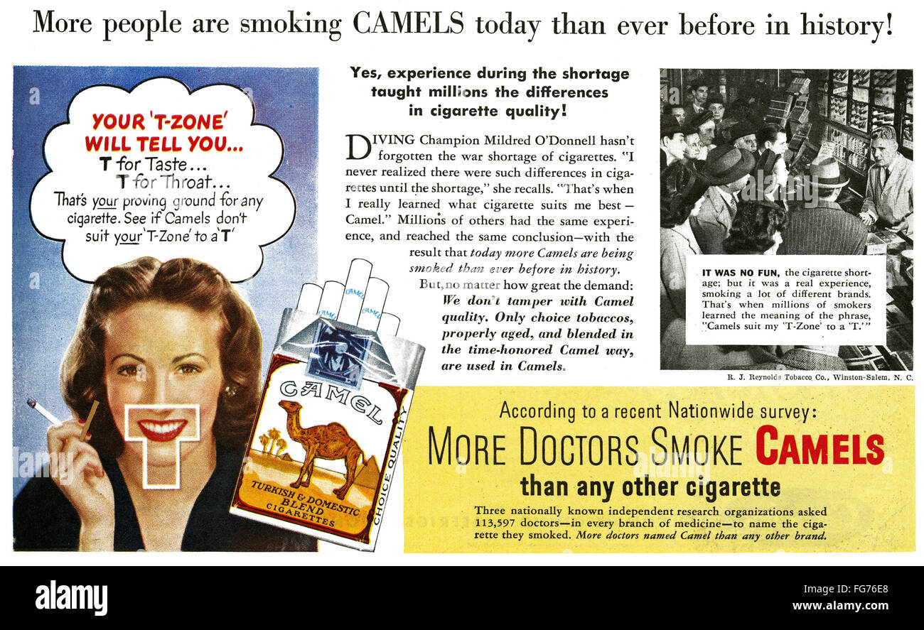 AD: CAMEL CIGARETTES. /nAmerican advertisement for Camel cigarettes ...
