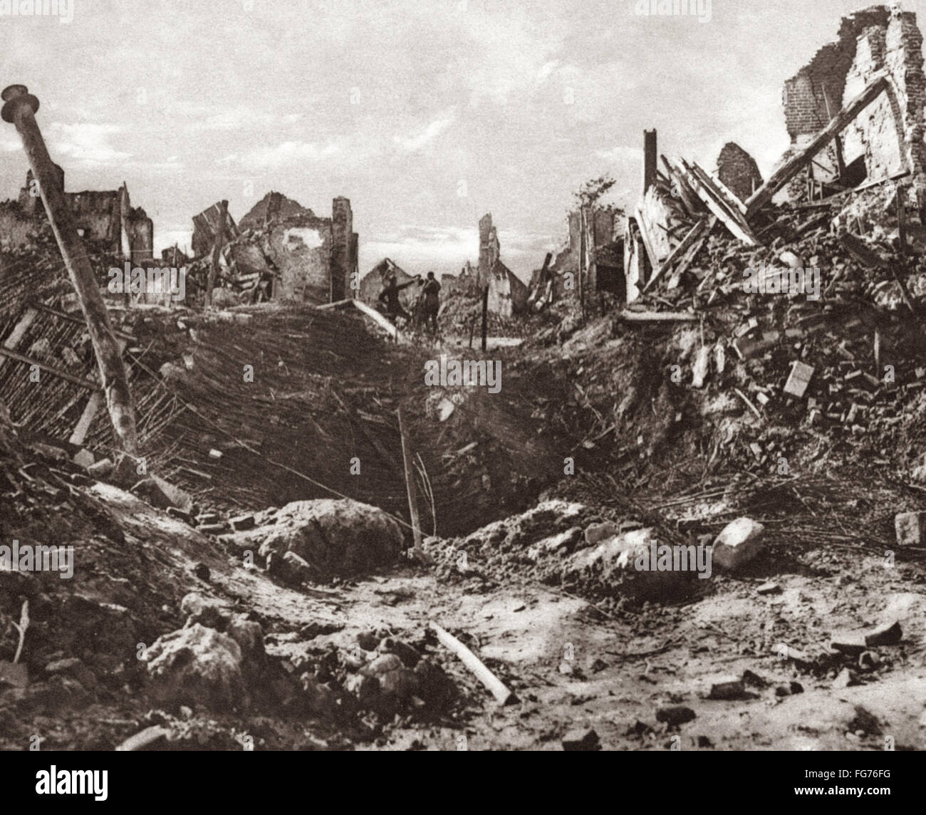WORLD WAR I: MINE CRATER./nMine crater exploded by the Germans in the ...