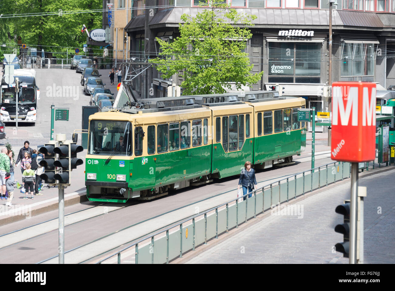 Metro tram in city centre, Vuorikatu, City of Helsinki, Republic of ...