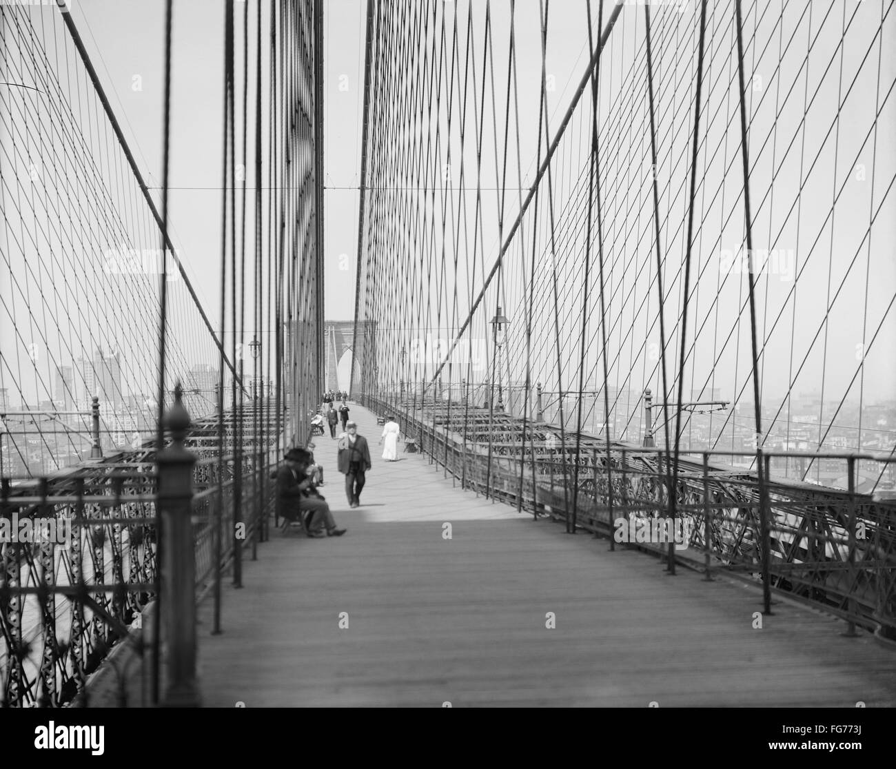 BROOKLYN BRIDGE, c1912. /nAlong the pedestrian promenade, New York ...