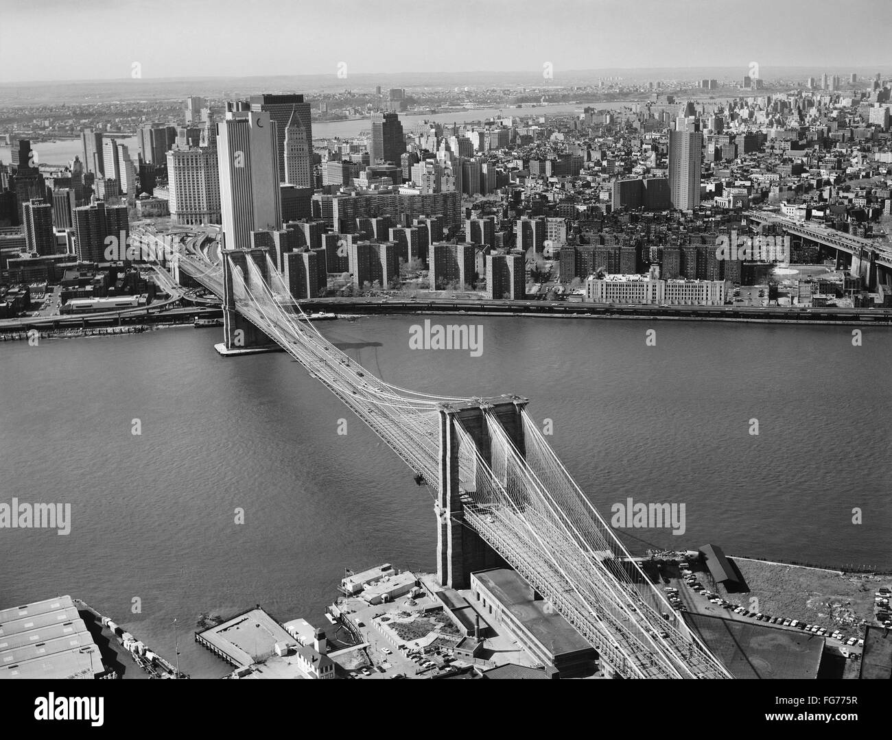 BROOKLYN BRIDGE, 1978. /nLooking north over the Brooklyn Bridge towards ...