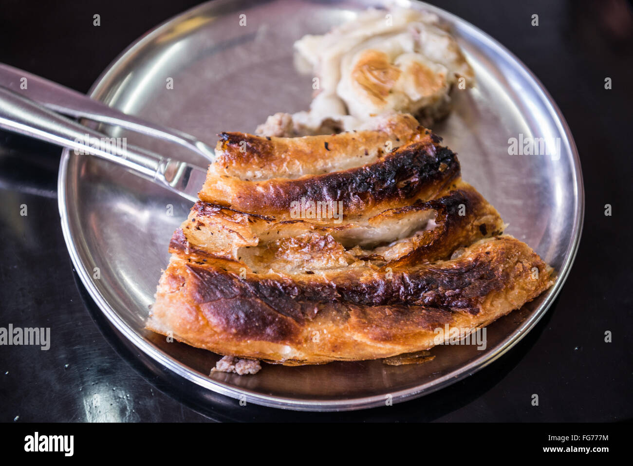 rolled burek dish in restaurant in Sarajevo, Bosnia and Herzegovina ...
