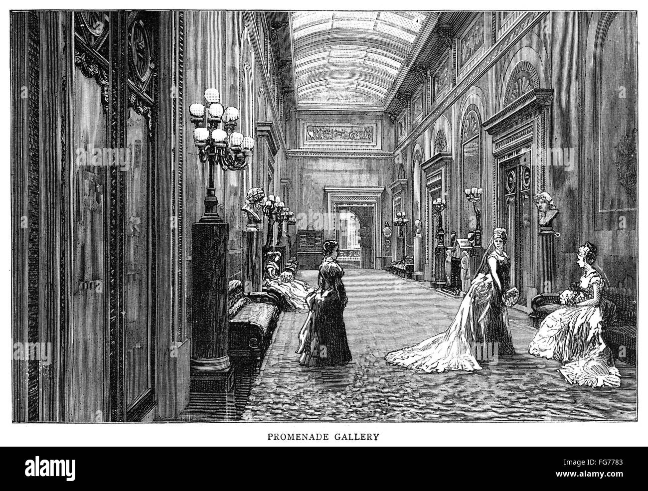 LONDON: BUCKINGHAM PALACE. /nThe Promenade Gallery in Buckingham Palace ...
