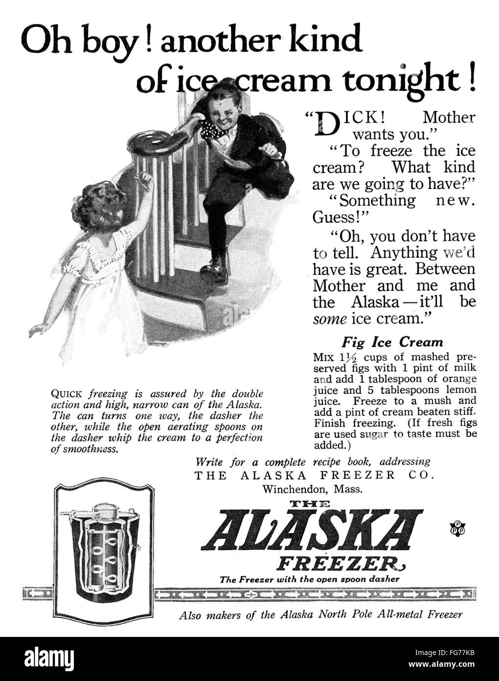 AD: THE ALASKA FREEZER./nAmerican advertisement for ice cream making ...