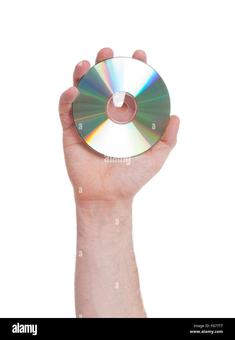 Man hand with compact disc isolated on white background Stock Photo - Alamy